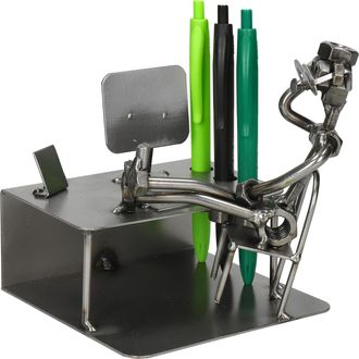 Metalika Schraubenm&auml;nnchen Chef hinter dem Schreibtisch, Metallfigur, Metallm&auml;nnchen, Handarbeit, Handmade, Stahlfigur, Geschenkidee, Dekorative Figur +gegen A