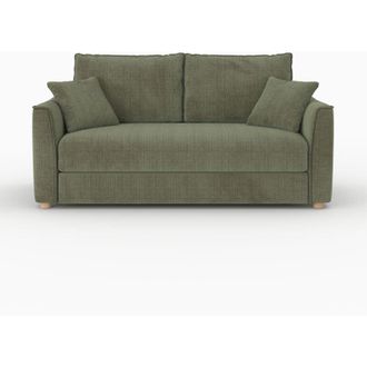 Rendez-Vous D&eacute;co Canap&eacute; convertible 2 places en tissu textur&eacute; vert kaki - OLYMPE