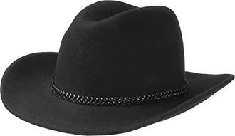 LIPODO Chapeau Western Femme/Homme - Made in Italy de Cowboy en Feutre Laine avec Bandeau Cuir Printemps-ete - XL (60-61 cm) Noir