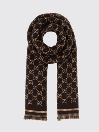 Gucci Wollschal mit durchgehendem GG-Muster und Fransenkanten