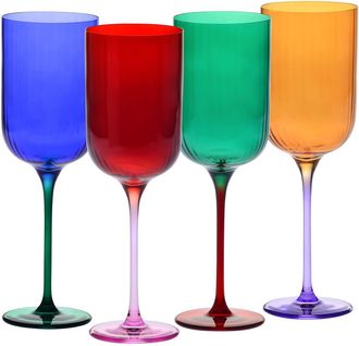 Krosno Weingl&auml;ser 350 ml - 4er Set - Aurora Kollektion - Mehrfarbig - Kristallglas - Handgefertigt & Farbveredelt - Elegant & Modern - Geschenk