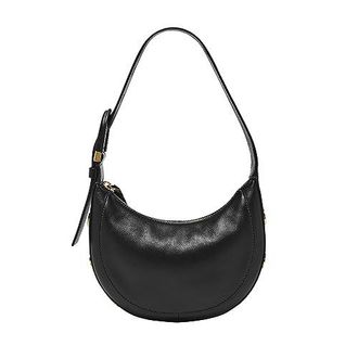 Fossil Harwell Sac à main en cuir croissant pour femme, noir, Taille unique