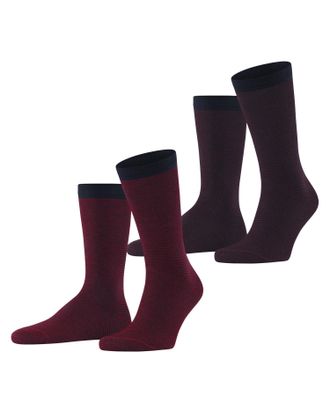 Esprit Herren Socken Allover Stripe Multipack M So Baumwolle gemustert 2 Paar, Mehrfarbig Purple Red 0040, 43-46