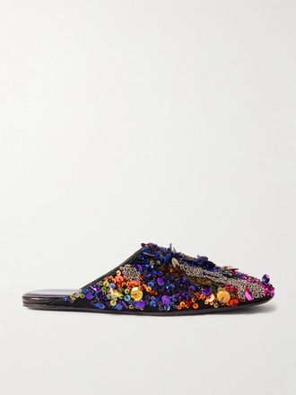 Dries Van Noten Mules En Cr&ecirc;pe Satin&eacute; &Agrave; Ornements - Multicolore