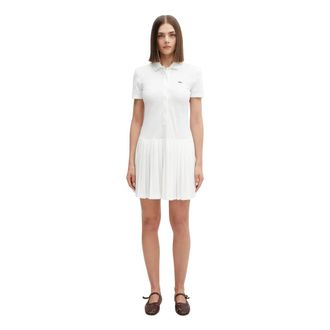 Lacoste Stretch Piqu&eacute; Falten-Poloshirt-Kleid - - Dresses - Damen - Beige - 2XS