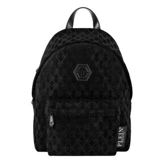 Philipp Plein Homme, Sacs, Noir, Taille: ONE Size Leather Backpack Monogram Strass