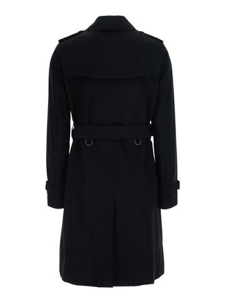 Burberry Womens Short Trench Coat Kensington Black Cotton