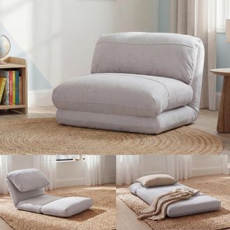 Mendler Schlafsessel HWC-E68, Schlafsofa Funktionssessel Klappsessel Relaxsessel, Stoff/Textil - beige