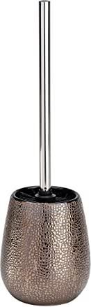 WENKO WC-Garnitur Mod. Marrakesh freistehende Toilettenb&uuml;rste aus Keramik mit Glanzstruktur f&uuml;r Badezimmer und G&auml;ste-WC dekorativer B&uuml;rstenhalter mit schwar