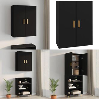 vidaXL Vidaxl - Armoire murale suspendue Noir 69,5x34x90 cm - Armoire Murale - Meuble De Rangement - Buffet - Placard Suspendu - &Eacute;tag&egrave;re Murale - Home &