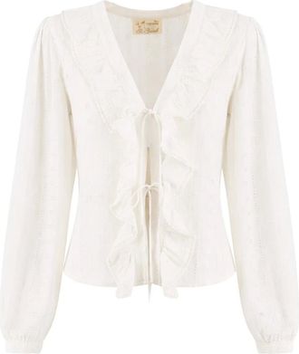MC2 Saint Barth Femme, Blouses et Chemises, Blanc, Taille: 40 FR Broderie Anglaise Lace Blouse