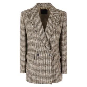 Dondup Regular Fit Hahnentritt Boucl&eacute; Kurzmantel - - Jackets - Damen - Braun - M