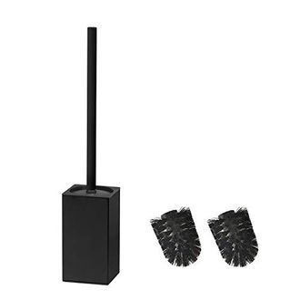 BGL Fashion Brosse de Toilette Noire en Acier Inoxydable, Support de Brosse de Toilette carré (Noir)