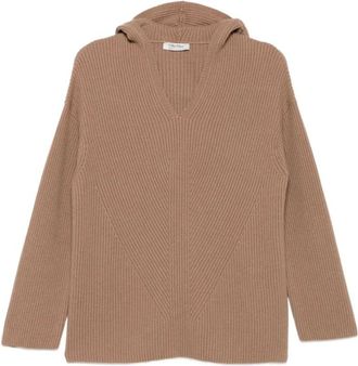 Max Mara Sweat &agrave; capuche en maille c&ocirc;tel&eacute;e Falcone - Femme - Pulls - Beige - Taille: 40 FR