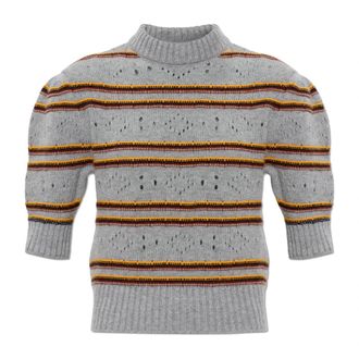 Marni Kaschmir-Oberteil mit kurzen &Auml;rmeln - - Knitwear - Damen - Grau - XS