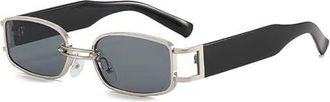 Generic Lunettes De Soleil En Métal For Hommes Et Femmes, Monture Petite, For La Conduite Extérieur(Silver)