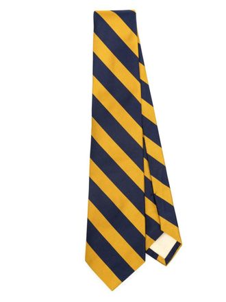 Polo Ralph Lauren cravate en soie &agrave; rayures - Jaune