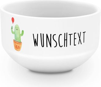 Mr. & Mrs. Panda M&uuml;slischale Kaktus Luftballon - Personalisierte Geschenke, Ausbildung, Suppensch&uuml;ssel, Schale, Freundin, Freund, Sch&uuml;sseln, Sch&uuml;ssel Personalisieren, 