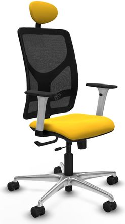 Piqueras y Crespo B&uuml;rostuhl mit hoher R&uuml;ckenlehne, mit wei&szlig;en und schwarzen Armlehnen, h&ouml;henverstellbare Lendenwirbelst&uuml;tze und festes Kopfteil, ausgestattet mit Syncro