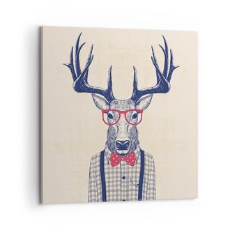 Arttor Wandbilder Dekoration Wohnzimmer Charakter Hirsch Illustration hipster Bilder auf Leinwand 50x50cm Leinwandbild Schlafzimmer Deko Wand Kunstdruck Art 