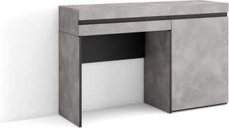 Skraut Home Skraut Home - Coiffeuse, Table maquillage, rangement, 121x75x35 cm, Avec tiroir, Chambre à coucher, Style moderne, Gris Ciment