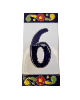 Generic Hausnummern, spanische Keramik, 15 x 7,5 cm, Pfeffer-Design, 6 St&uuml;ck