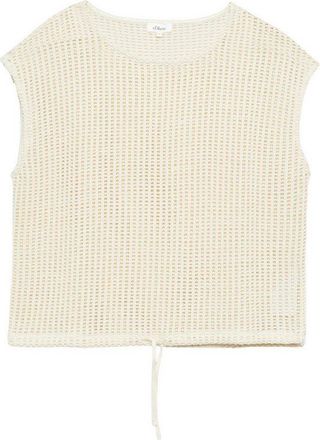 s.Oliver Kurzarmshirt T-Shirt T-Shirt aus H&auml;kelspitze mit verstellbarem Saum
