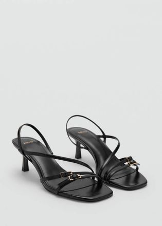 Mango Riemensandale mit Kitten-Absatz schwarz - Damen - 35 - MANGO