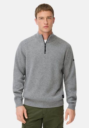 Camel Active Troyer Strick-Troyer aus reiner Lammwolle Langarm (1-tlg) Markenlogo