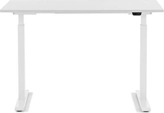Kare Design Design Office 120x70cm, Elektrisch Doppelmotor, Stufenlos höhenverstellbares Tischgestell inkl. Tischplatte, Steh-Sitz Schreibtisch, Weiß, 18mm MFC AB