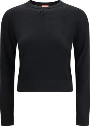 Diesel Femme, Pulls, Noir, Taille: 38 FR Pull en laine avec finitions c&ocirc;tel&eacute;es et col rond