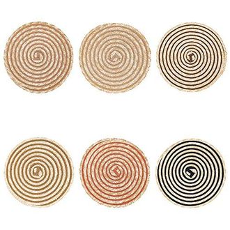 Villa D'Este Home Tivoli Set aus 6 Platzdeckchen rund 38 cm Bast spiralf&ouml;rmig Spiral Chocolate