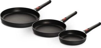 Woll Eco Lite Pfannenset 3 tlg. - Induktiv -, Ø 20 cm, Ø 24 cm, Ø 28cm, 5 cm hoch, mit abnehmbarem Stiel - Geeignet für alle Herdarten, 100% recyceletes Al
