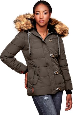 Navahoo warme Damen Winter Stepp Jacke Teddyfell Winterjacke Parka Mantel B831 [B831-Zoj-Anthrazit-Gr.S]