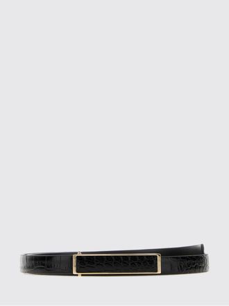 Tom Ford Ceinture fine en cuir de veau emboss&eacute; crocodile avec boucle