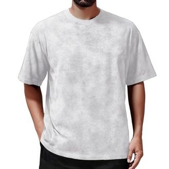 Generic T-shirt Hommes Europ&eacute;en Batik-Wear Sans Couture Hommes D&eacute;contract&eacute; Tendance Sport T-Shirt avec Col Rond Manches Courtes, Blanc., 4XL