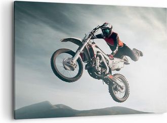 Arttor Bilder auf Leinwand 100x70cm Leinwandbild mit Rahmen Motor Sport Helm Gro&szlig; Wanddeko Bild Schlafzimmer K&uuml;che Deko Wandbilder Dekoration Wohnzimmer Wall