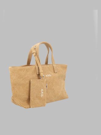 A.P.C. Womens Small Shoulder Bag Le Drummer Toile Brown Cotton Handbags Hand