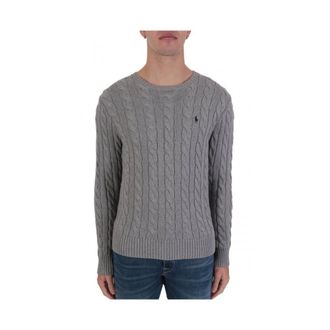 Ralph Lauren Homme, Pulls, Gris, Taille: M Pull en coton &agrave; torsades et col rond
