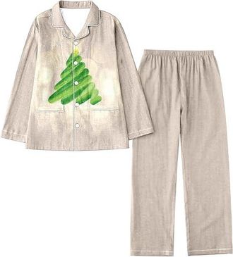 Generic Ensemble de pantalons d&eacute;contract&eacute;s &agrave; manches longues pour femme Motif flocons de neige, beige, XXL