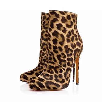 Generic Bottines Courtes Sexy &agrave; Talon Haut Imprim&eacute; L&eacute;opard pour Femme, Bottines &agrave; Talon Aiguille et Bout Rond, Tendance Chaussures de Soir&eacute;e et de Danse Confo
