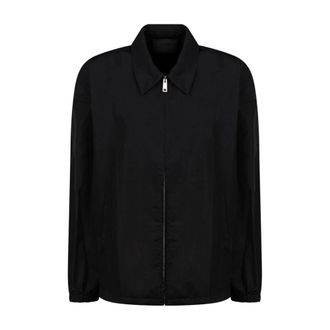 Prada Schwarze Hemdjacke mit Popeline-Textur - - Jackets - Herren - Schwarzk - M