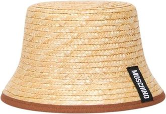 Moschino Femme, Accessoires, Beige, Taille: ONE Size Chapeau Bob en Paille