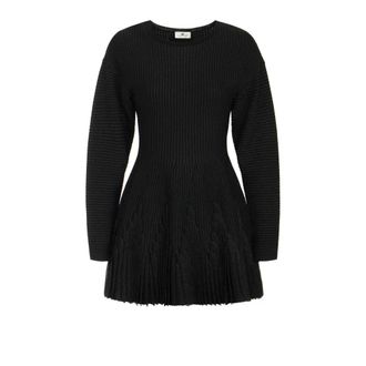 Elisabetta Franchi Strickkleid mit R&uuml;schen - - Dresses - Damen - Schwarzk - S