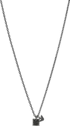 Emporio Armani Collier pendentif Emporio Armani en acier inoxydable, couleur gris acier, incrusté de cristaux noirs, pour homme, EGS3083060