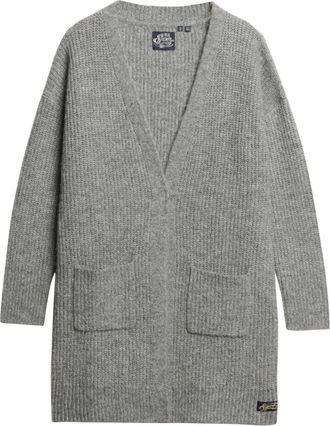 Superdry Damen Langer Essential Strickcardigan Anthrazit Meliert 42-44