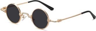 Generic Lunettes De Soleil Rondes &Agrave; Petite Monture En M&eacute;tal For Hommes Et Femmes, Tir Rue, F&ecirc;te Vacances(Gold)