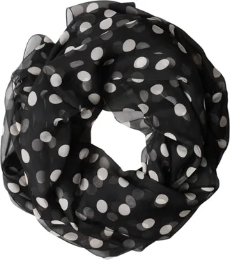 Dolce & Gabbana Mens Black Polka Dot Silk Neck Wrap Shawl 205cm X 137cm Scarf