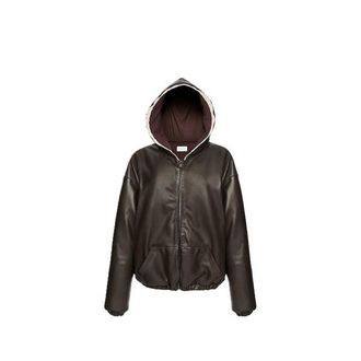 Magda Butrym Veste oversize &agrave; capuche en cuir