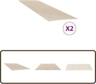 vidaXL Lattenroste mit 48 Latten 2 Stk. 70x200 cm - Holz Lattenrost - Lattenrost Massiv Pappelholz - Lattenrost Zusammenfaltbar - Lattenrost 70x200 Cm